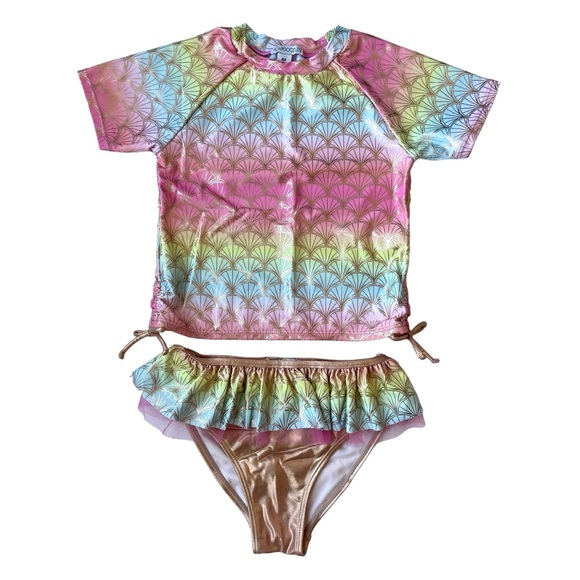 Flapdoodles | Swim | Flapdoodles 2 Piece Swimsuit Short Sleeve Rash ...